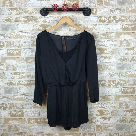 Zara | Pants & Jumpsuits | Zara Black Satin Romper | Poshmark